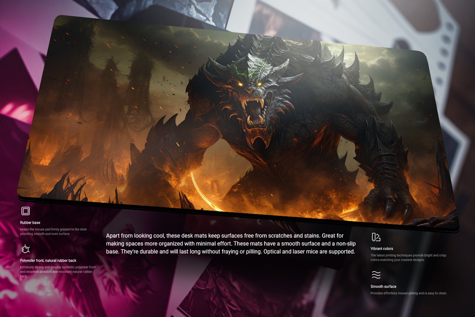 WOW Beast Deskmat Warcraft Gaming Playmat DND Playmat MTG Creature ...