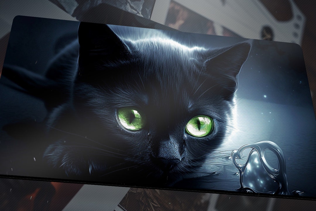 Displacer Kitten Green Eyed Cat Mischievous Catgeist Black Cat Playmat ...
