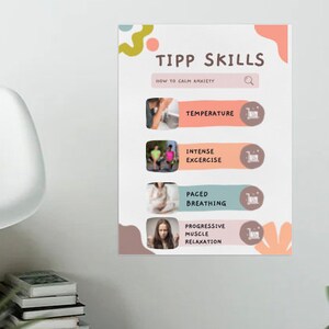 Digital Print of DBT TIPP Skill Reminder to Decrease Anxiety or ...