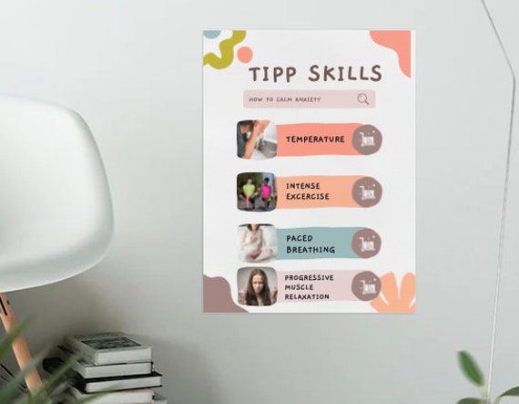 Digital Print of DBT TIPP Skill Reminder to Decrease Anxiety - Etsy