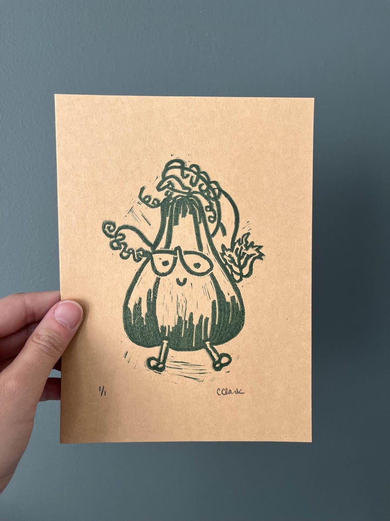You're A Smart Gourd Linocut Print - Etsy