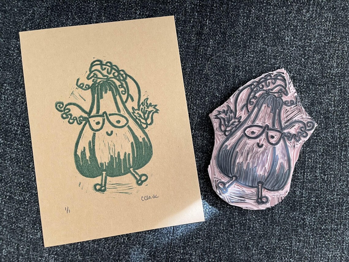 You're A Smart Gourd Linocut Print - Etsy