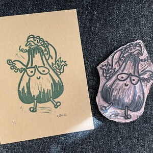 You're A Smart Gourd Linocut Print - Etsy