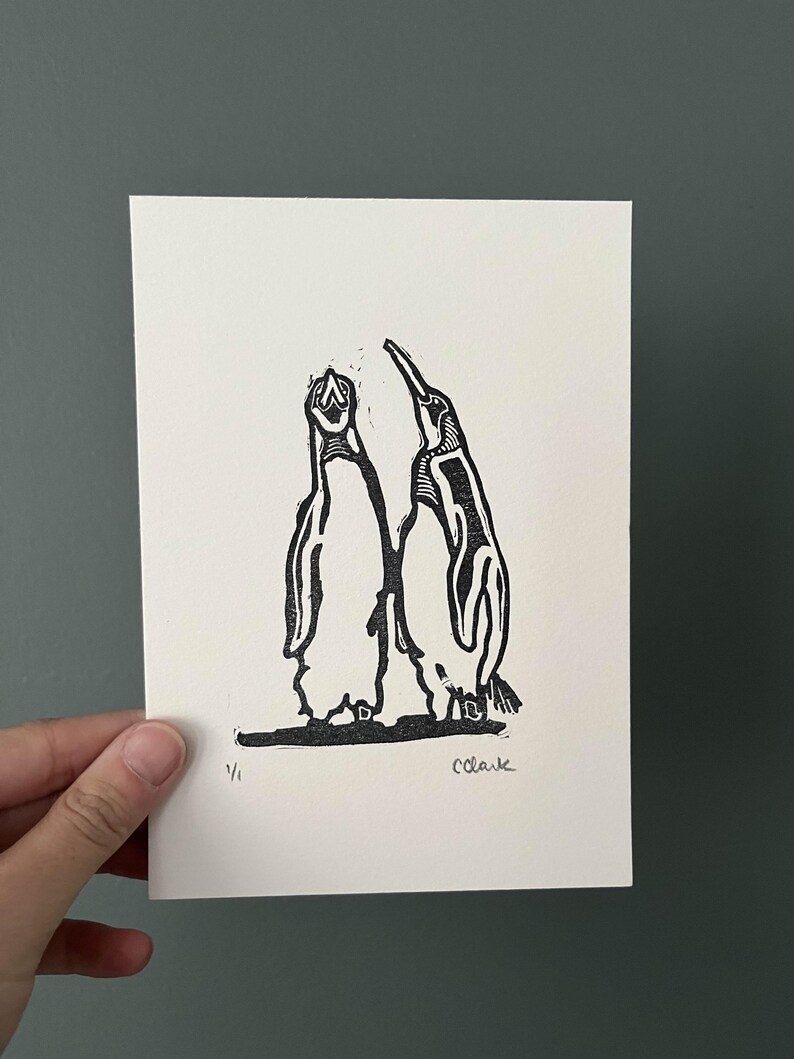 Better Together - Penguin Linocut Print - Etsy