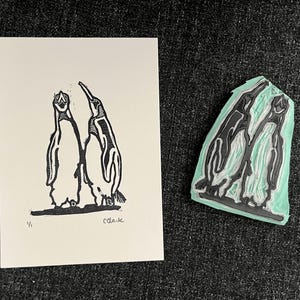 Better Together - Penguin Linocut Print - Etsy
