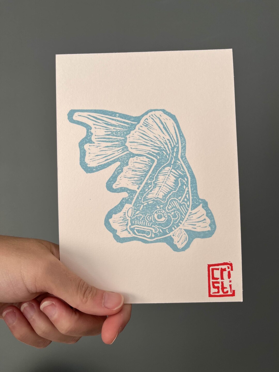 Guppy - Koi Fish Linocut Print - Etsy