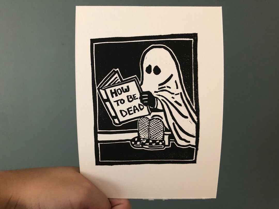 How to Be Dead Ghost Linocut Print - Etsy