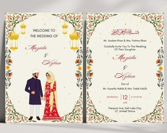 Editable Islamic Wedding Invitation Templates Customizable Digital ...