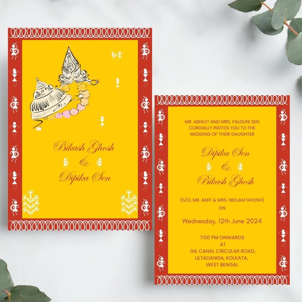 Editable Bengali Wedding Invitation Wedding Invites Card Bengali Hindu ...