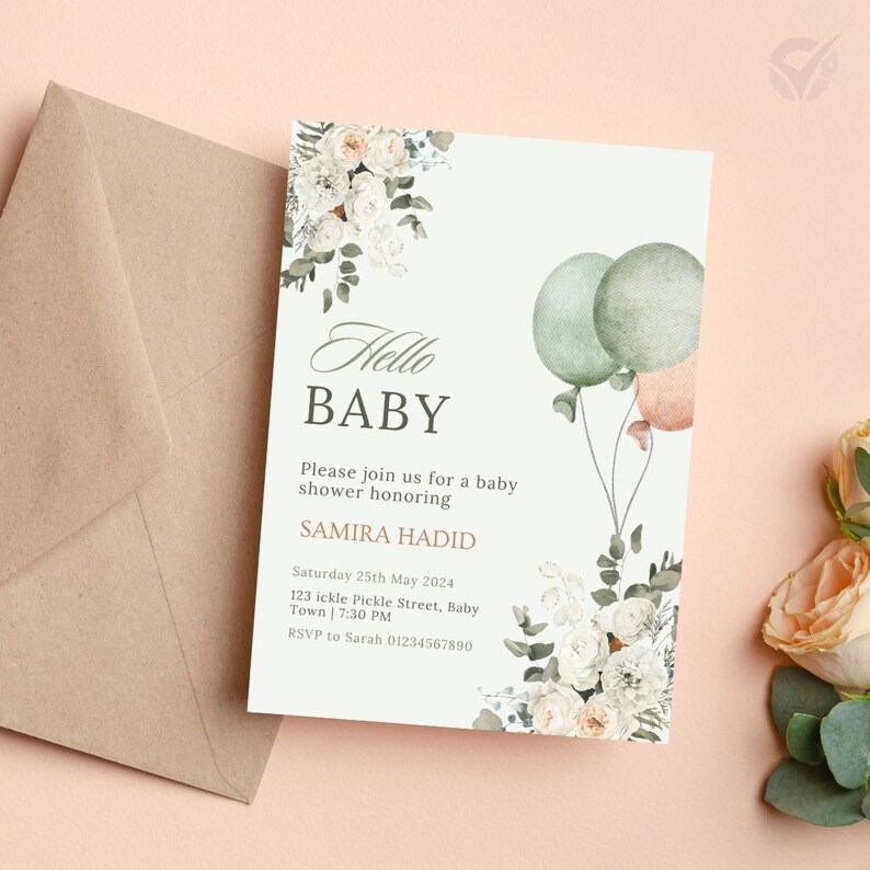 Welcome Your Little One With Flower Balloon Hello Baby Shower ...