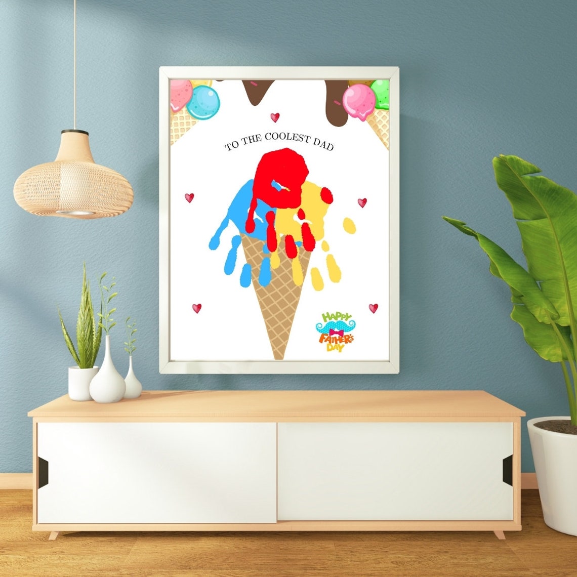 Handprint Father's Day Craft: Personalized Ice Cream Card (digital ...