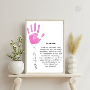 Fathers Day Gift From Daughter Custom Handprint Art for Daddy Daughter ...