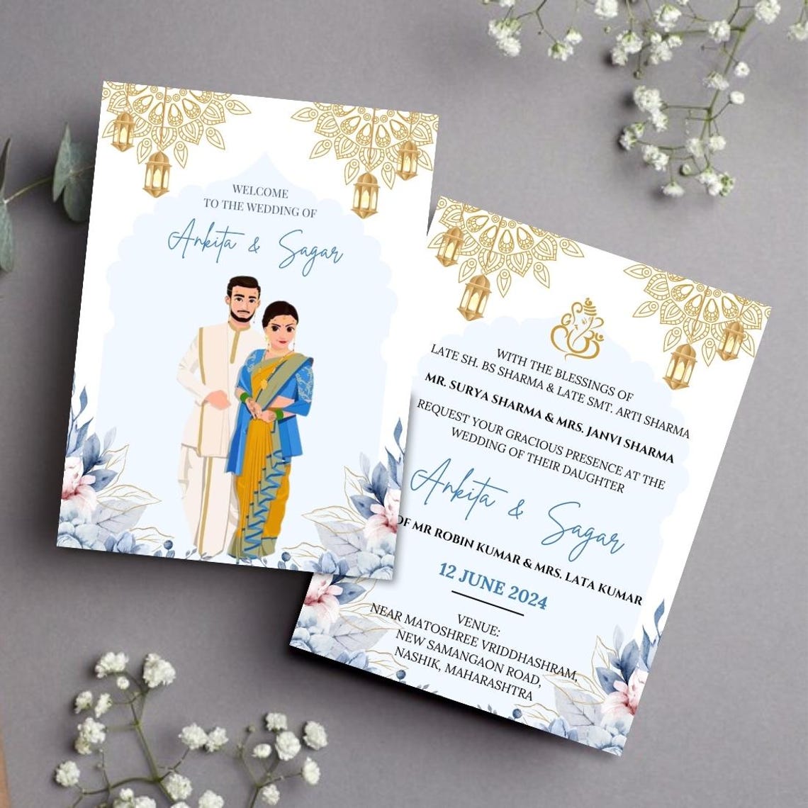 Editable Wedding Invitation Card in Marathi Customizable Canva ...