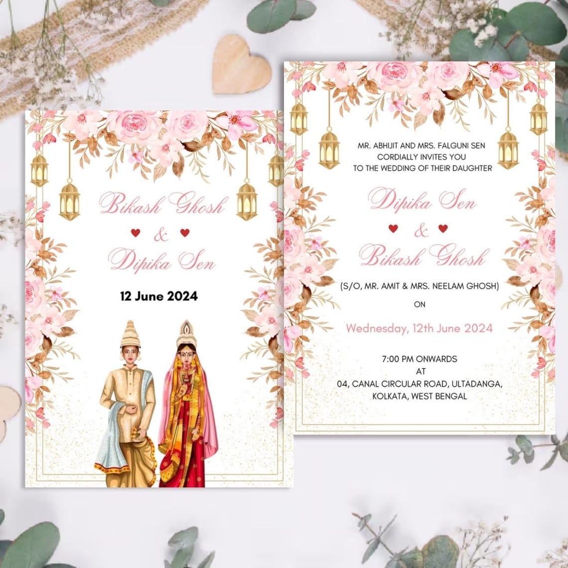 Editable Bengali Wedding Invitation Card Bengali Hindu Wedding ...