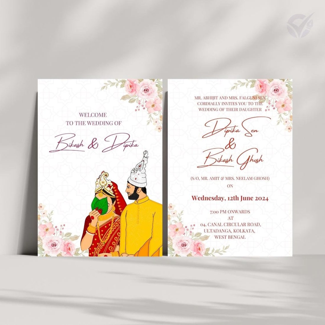 Editable Bengali Wedding Invitation Template: Customizable Canva Design ...