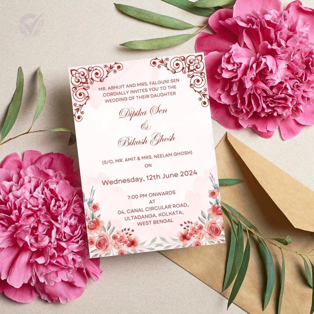Editable Bengali Wedding Invitation Card in English (digital Download ...