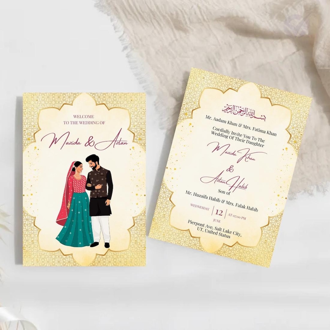 Editable Islamic Wedding Invitation Template: Customizable Digital Card ...
