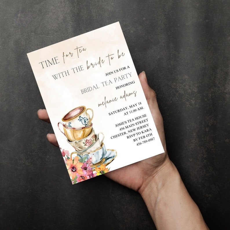 Tea Party Bridal Shower Invitations: Editable Template (PDF) - Etsy