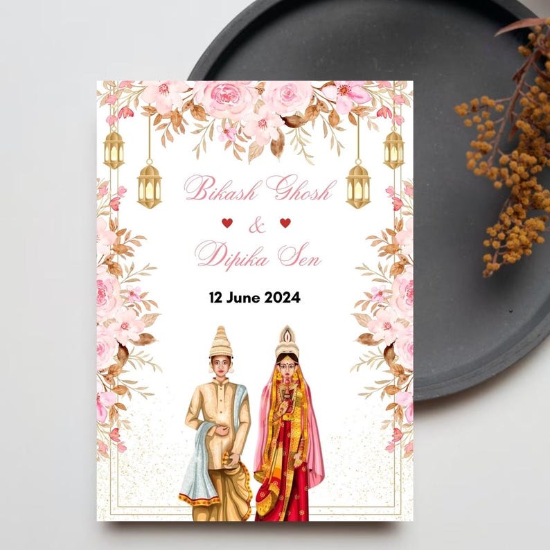 Elegant Bengali Wedding Invitation Card: Editable Design (digital ...