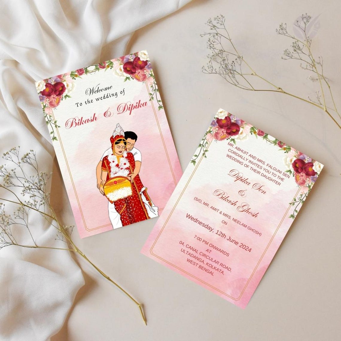 Bengali Wedding Invitation Card Buy Online Customizable Canva Design - Etsy