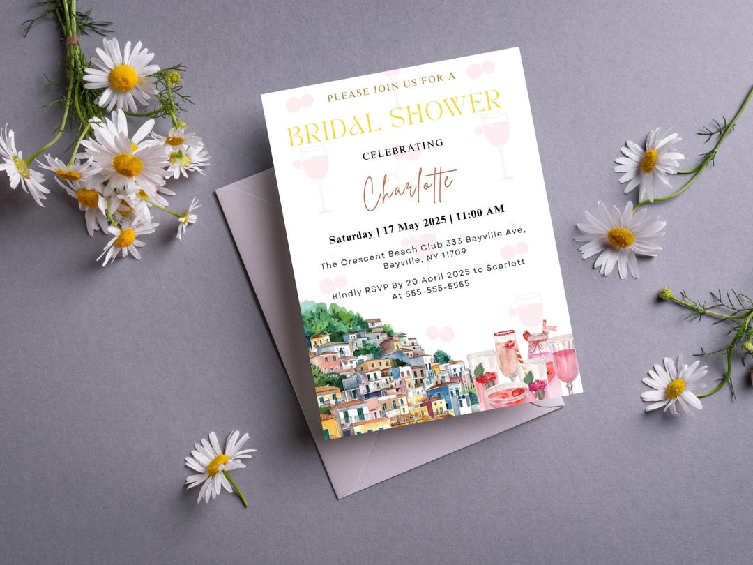 Tuscan Bridal Shower Invitation: Italy Theme, Editable Canva Template ...