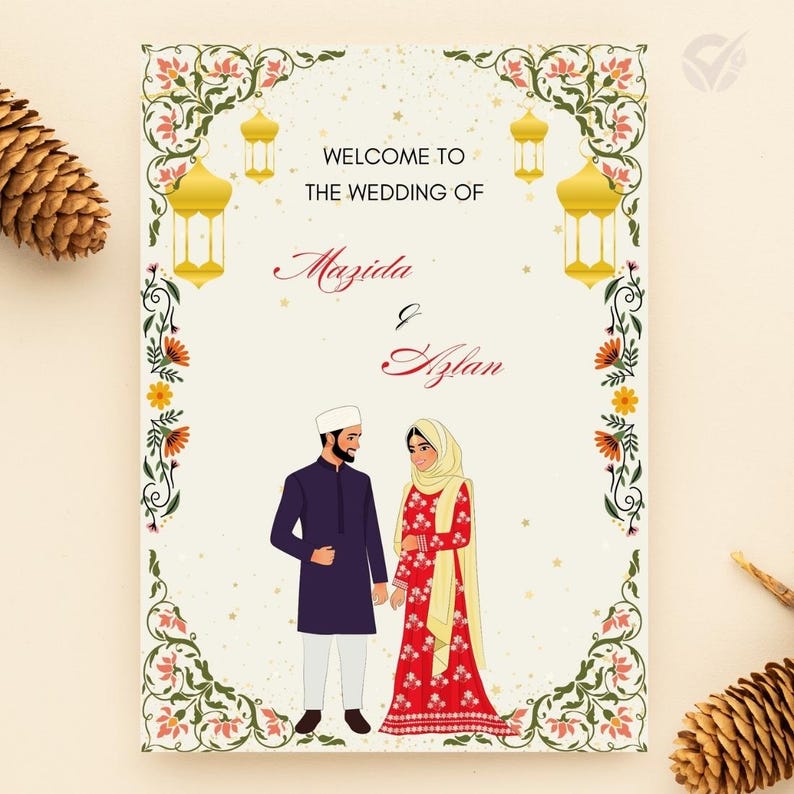 Editable Islamic Wedding Invitation Cards Customizable Digital Islamic ...
