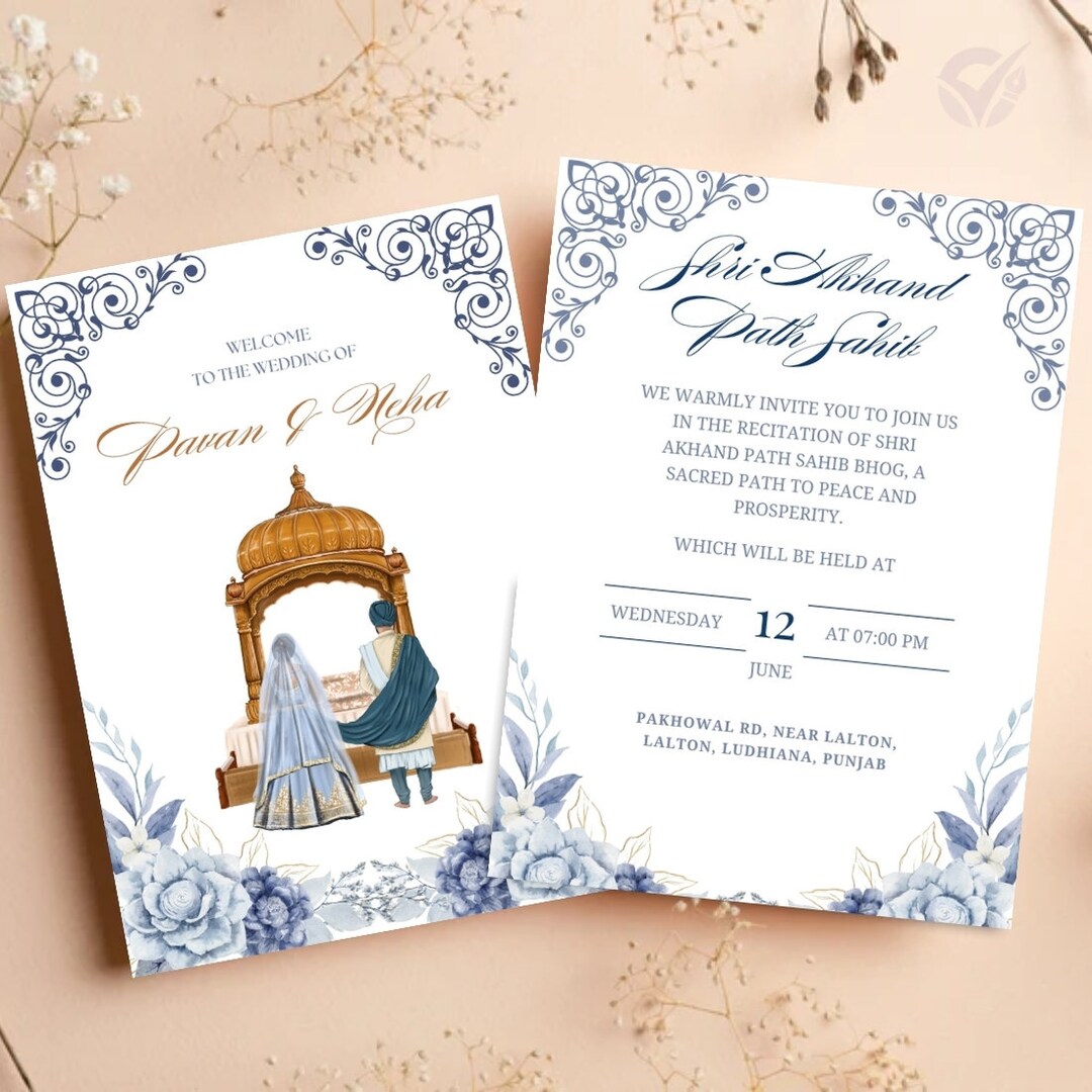 Sikh Wedding Invitation Template: Customizable Card, Instant Download ...