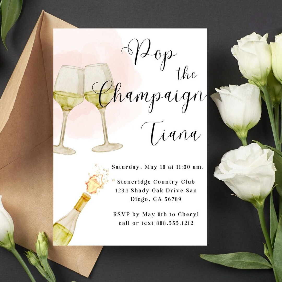 Editable Printable Wine Themed Bridal Shower Invitations Wording Pop