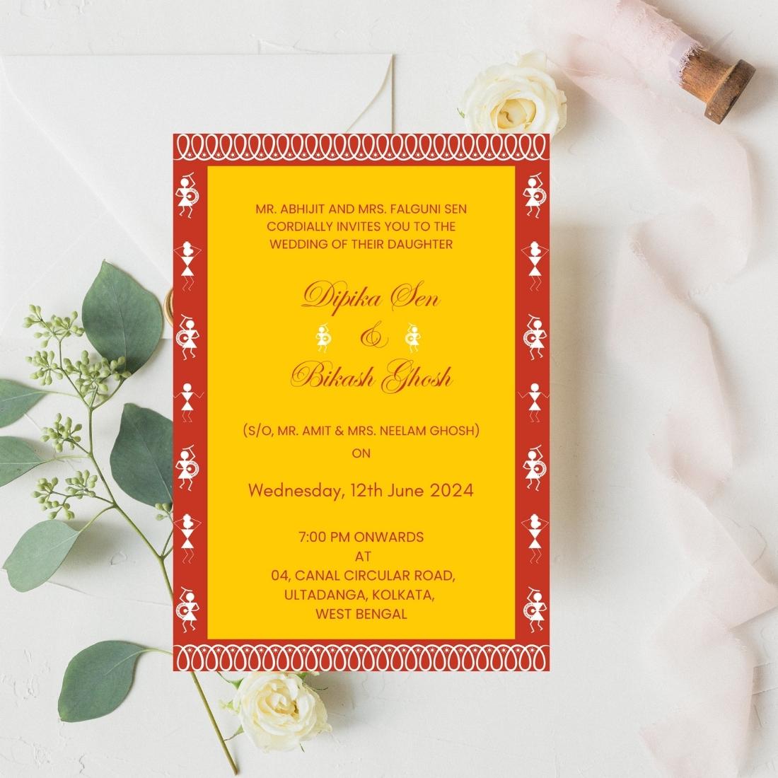 Editable Bengali Wedding Invitation Wedding Invites Card Bengali Hindu ...