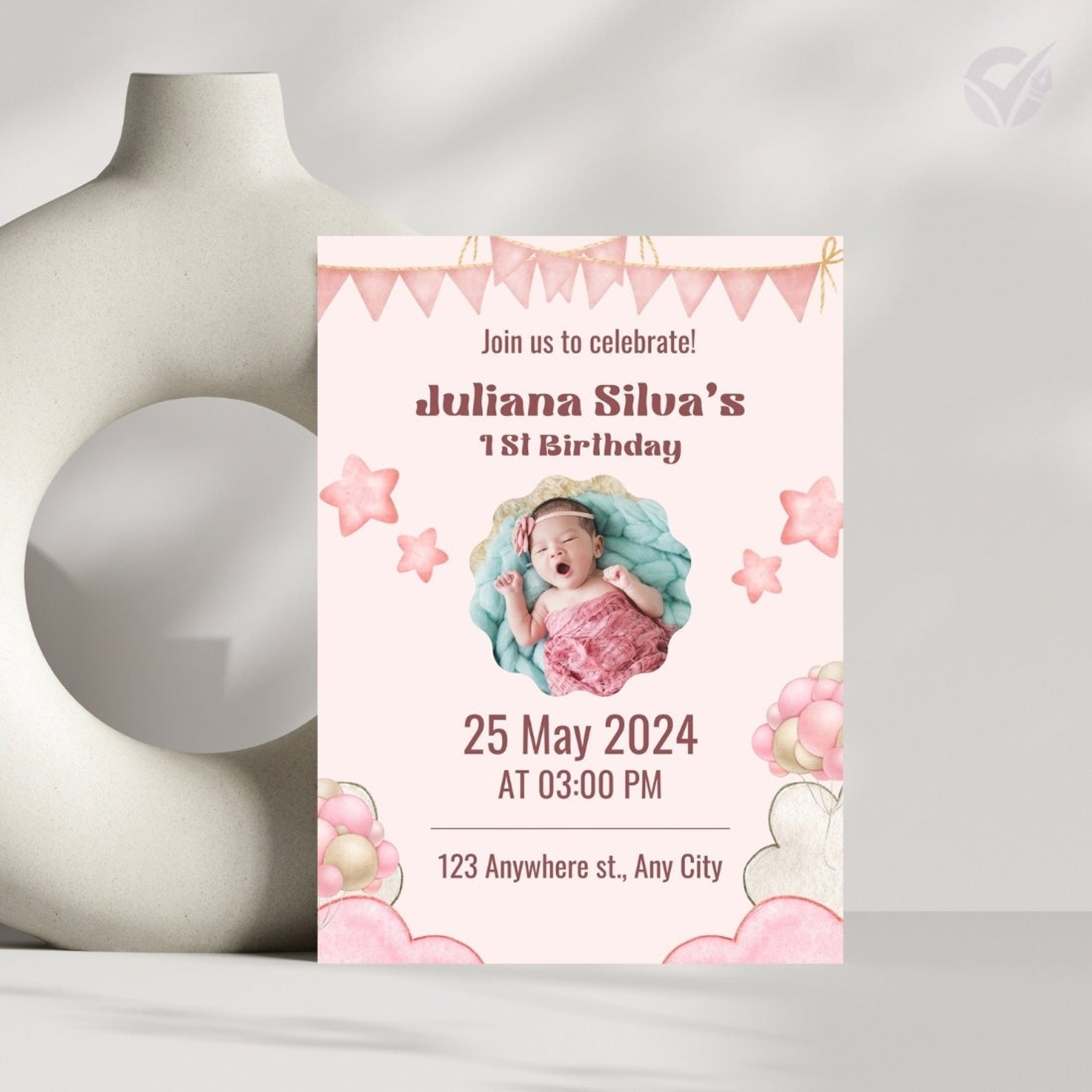 Personalized Baby Girl 1st Birthday Invitation: Sweet Theme (digital ...
