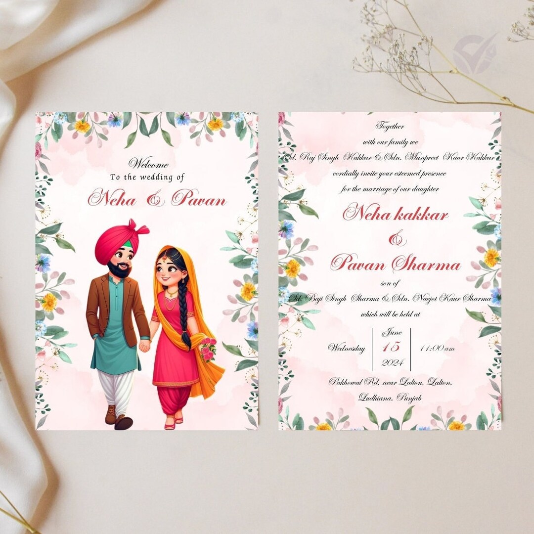 Sikh Wedding Invitation Editable Template for Your Perfect Punjabi ...
