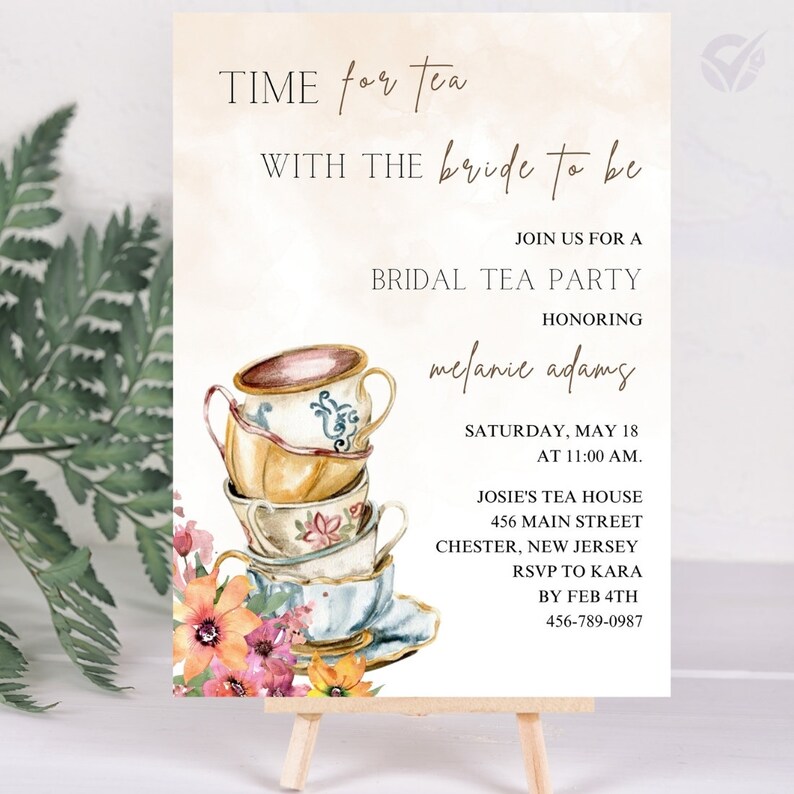 Bridal Shower Invitations Tea Party Theme Time for Tea and Love Tea ...