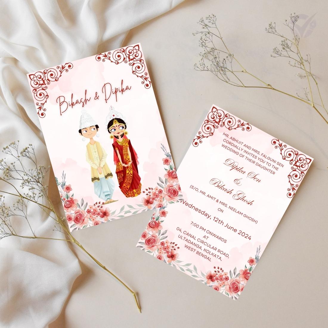 Editable Bengali Wedding Invitation Card in English (digital Download ...