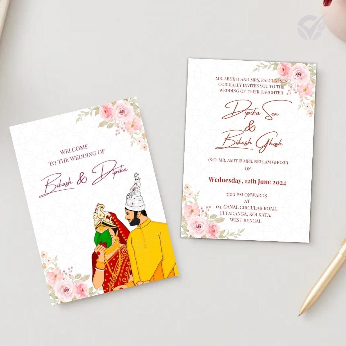 Editable Bengali Wedding Invitation Template: Customizable Canva Design ...