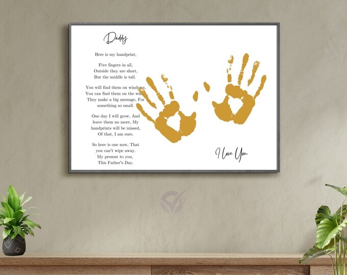 Printable Fathers Day Art, Papa Handprint Art, Fathers Day Handprint ...