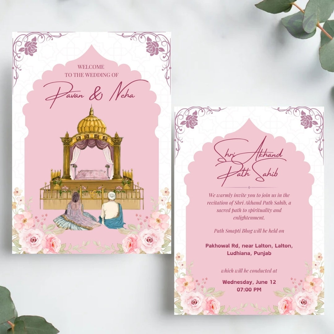 Sikh Wedding Invitation Template: Canva Editable Digital Card (instant ...