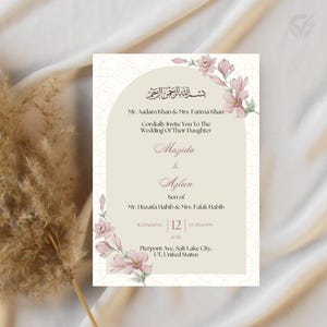 Editable Muslim Wedding Invitation Cards Customizable Digital Wedding ...