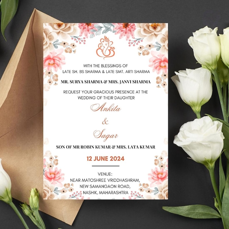 Editable Marathi Wedding Invitation Template: Canva (instant Download ...