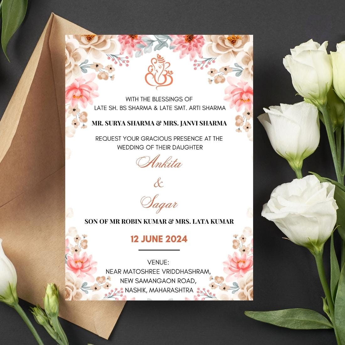 Editable Marathi Wedding Invitation Template: Canva (instant Download ...