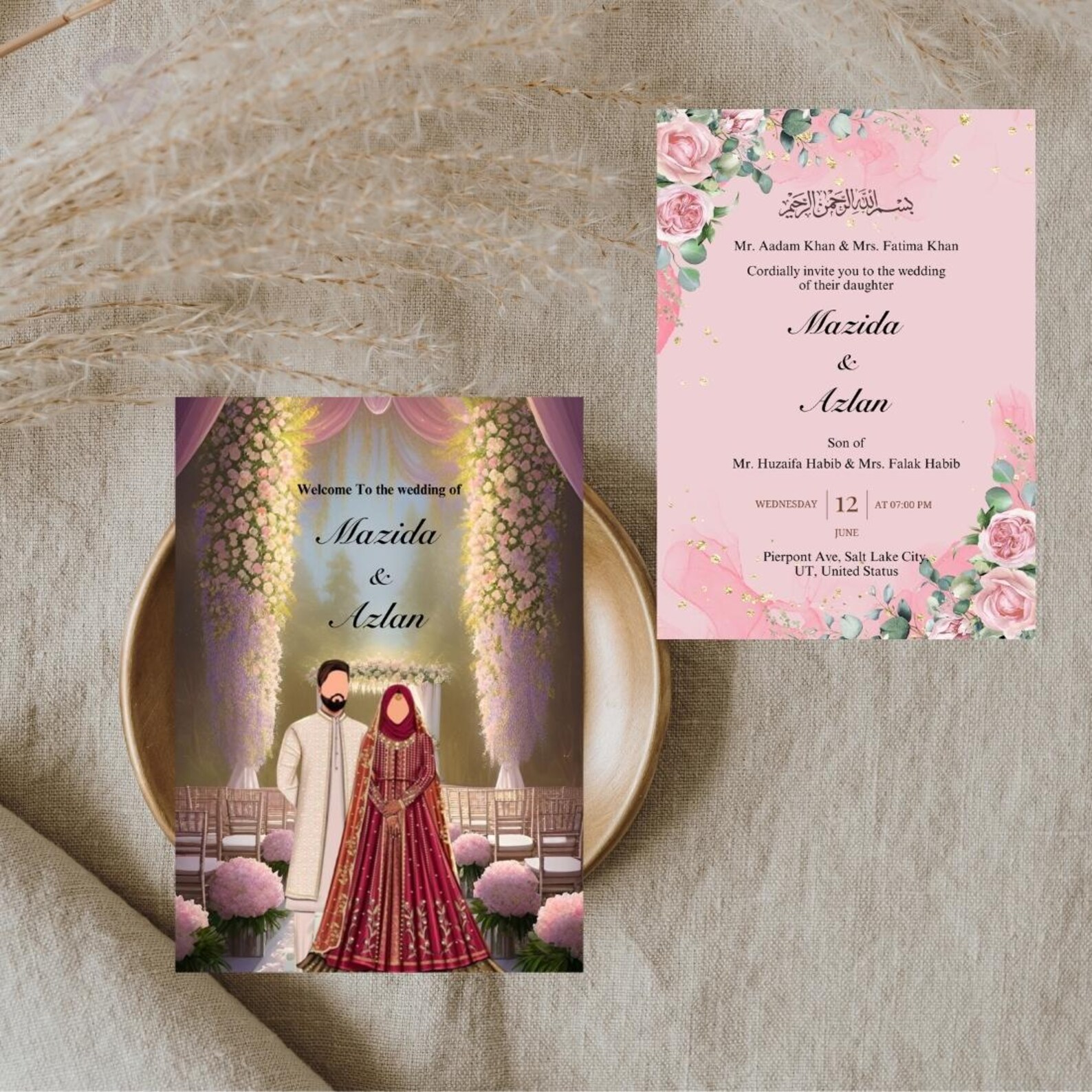 Editable Muslim Wedding Invitation Muslim Wedding Invitation Cards ...