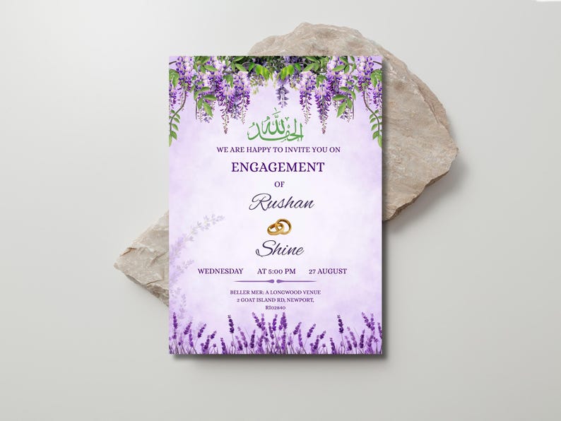 Engagement Invitation Card Muslim Editable Islamic Engagement Template ...
