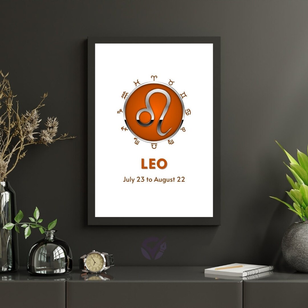 Leo Zodiac Sign Name & Symbol Instant Digital Download Print Leo Zodiac ...