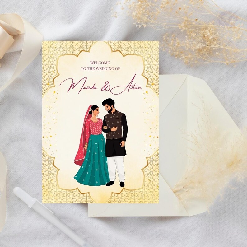 Editable Islamic Wedding Invitation Template: Customizable Digital Card ...