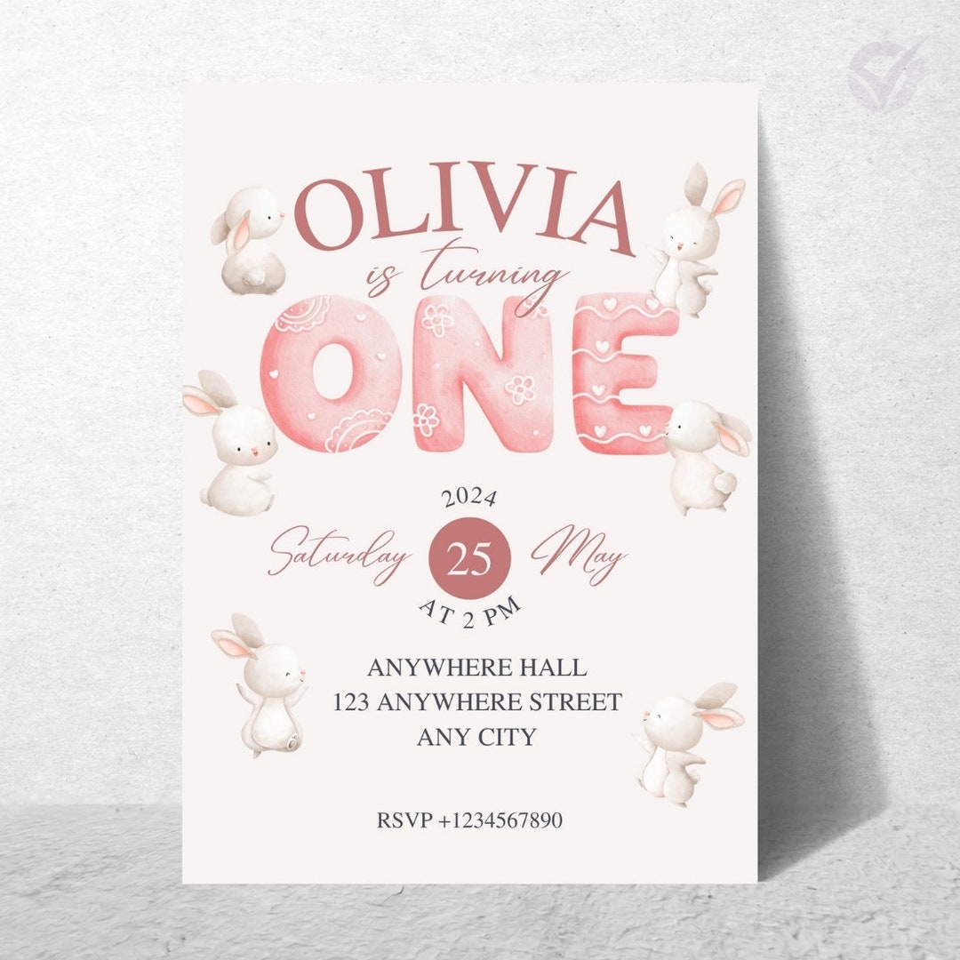 Baby's 1st Birthday Invitations Olivia is Turning ONE Baby 1st Birthday ...