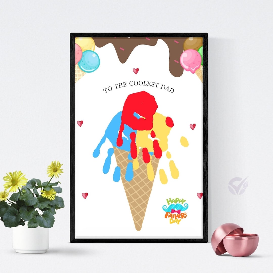 Handprint Father's Day Craft: Personalized Ice Cream Card (digital ...