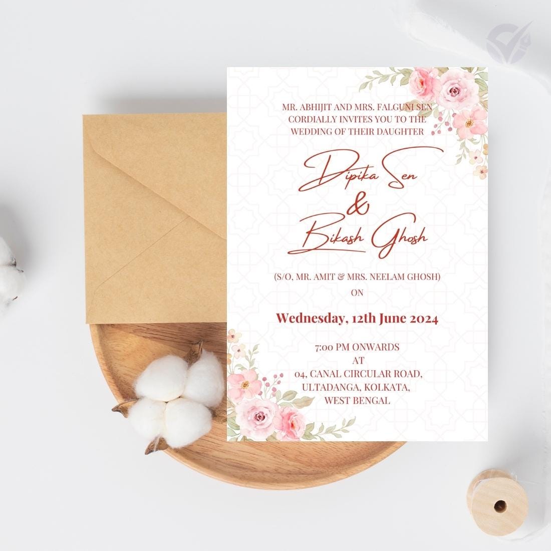 Editable Bengali Wedding Invitation Template: Customizable Canva Design ...