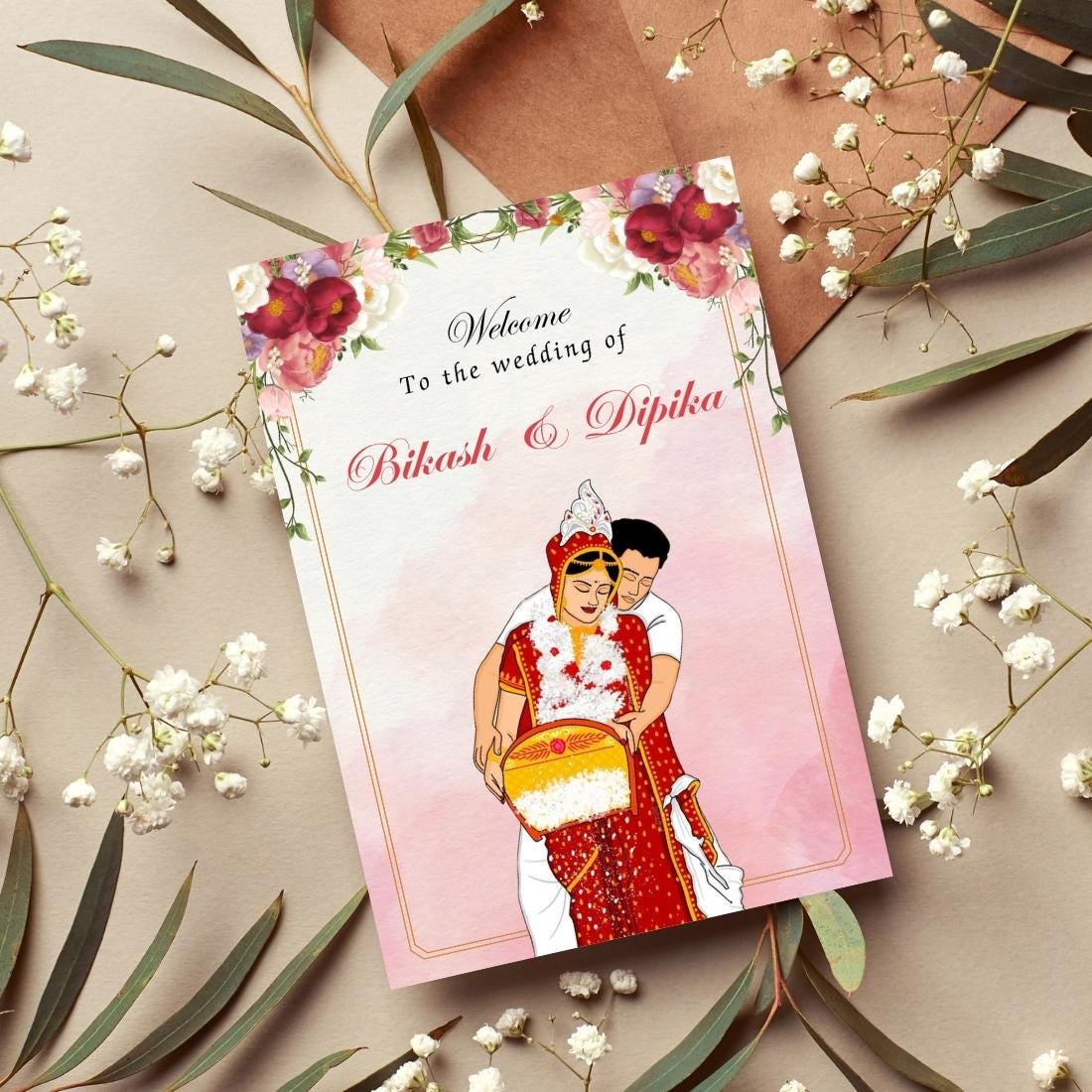 Bengali Wedding Invitation Card Buy Online Customizable Canva Design - Etsy