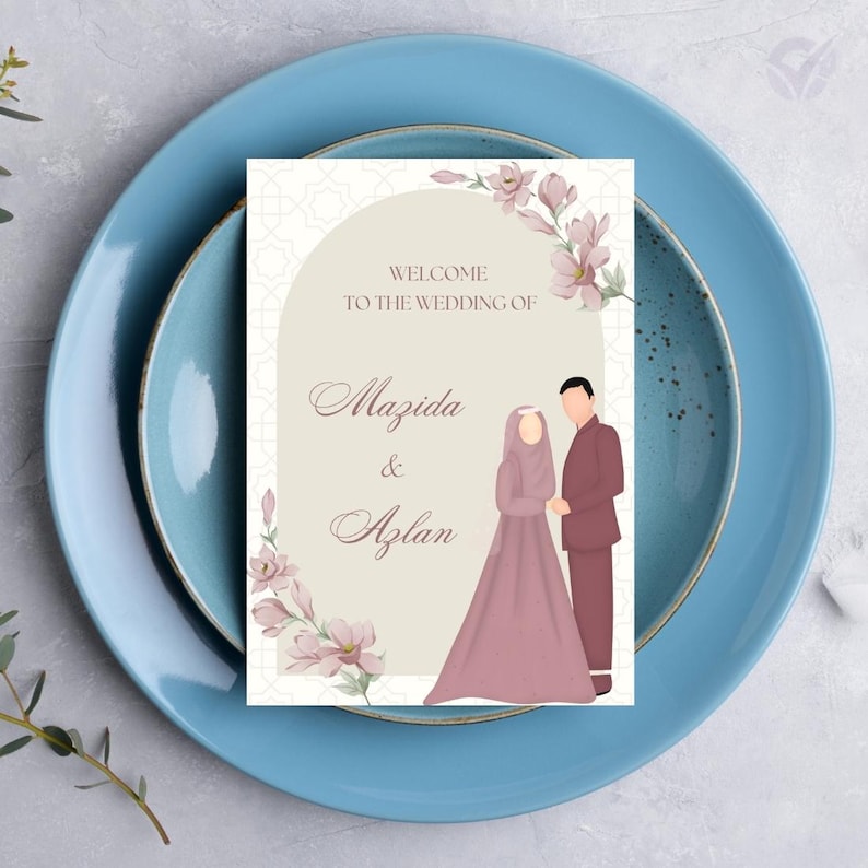 Editable Muslim Wedding Invitation Cards Customizable Digital Wedding ...