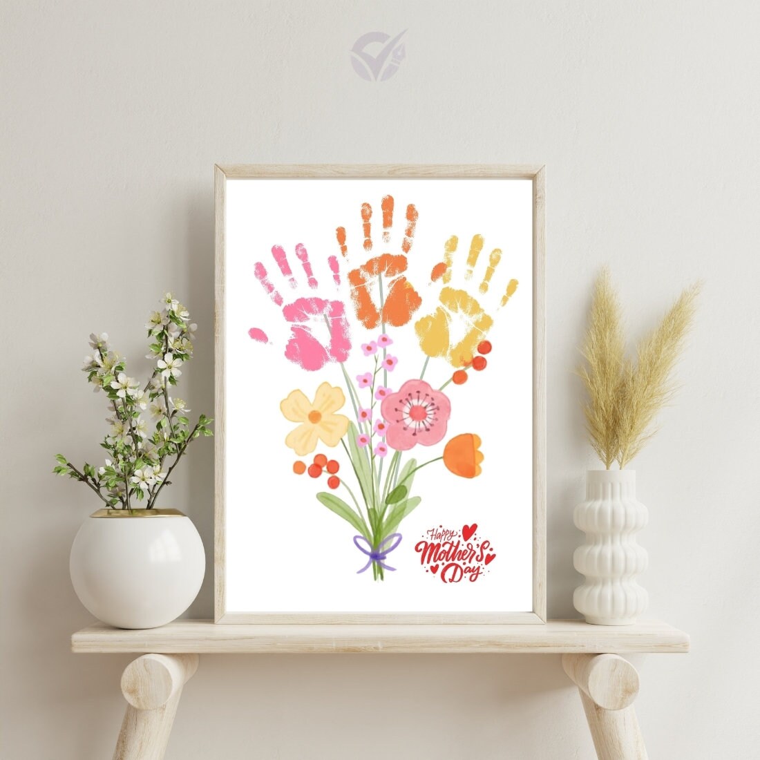 Handprint Flower Art for Mothers Day Gift for Mom, Boyfriends Mom, New ...