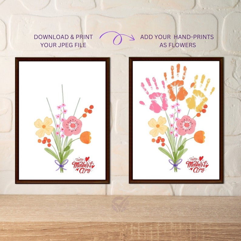 Handprint Flower Art for Mothers Day Gift for Mom, Boyfriends Mom, New ...